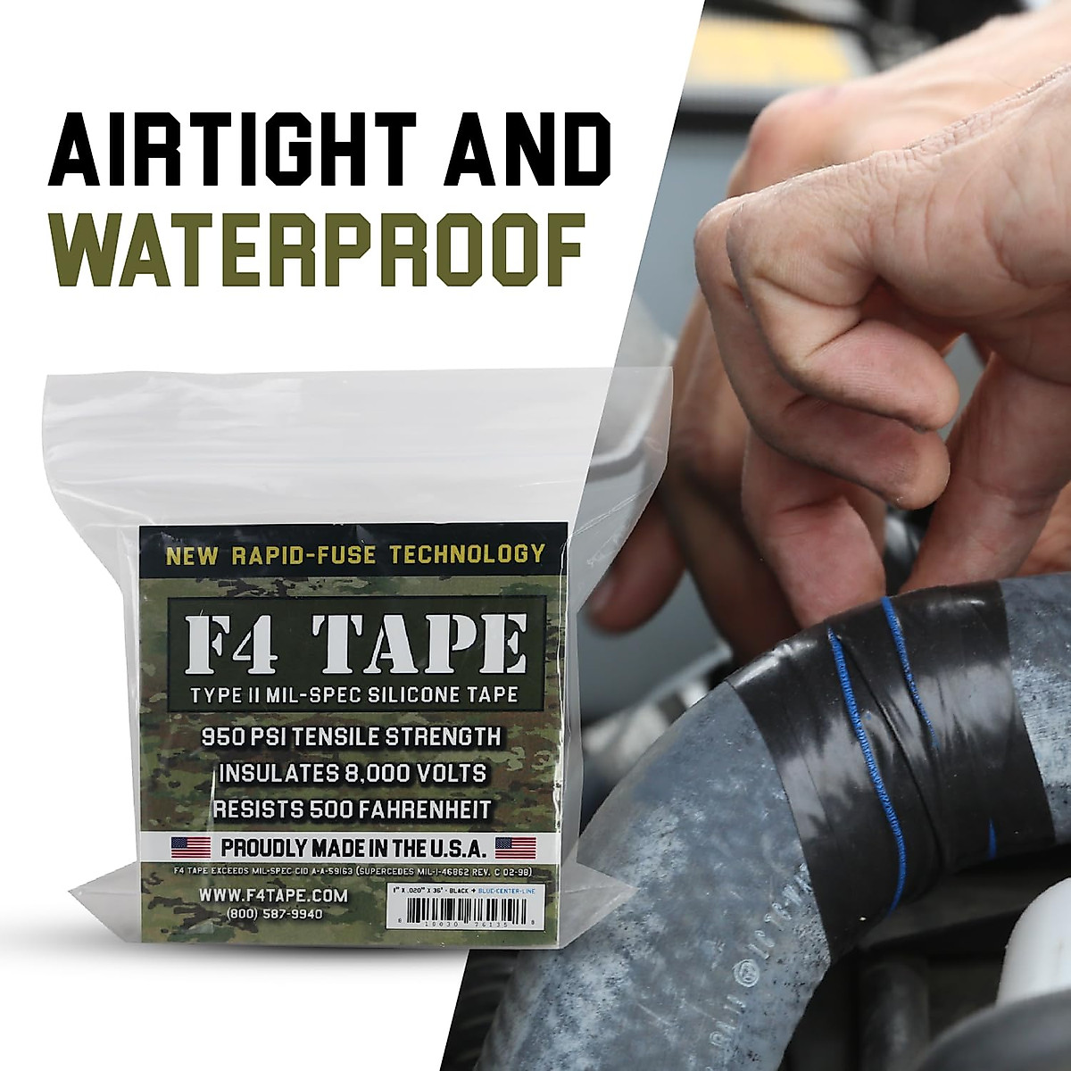 Bond It F4 Emergency Self-Fusing Silicone Tape, Repair Plumbing Pipe & Radiator Hose Leak, Electrical Insulation, Permanent Bonding, Waterproof, 1" x 36' x 20mil, Red