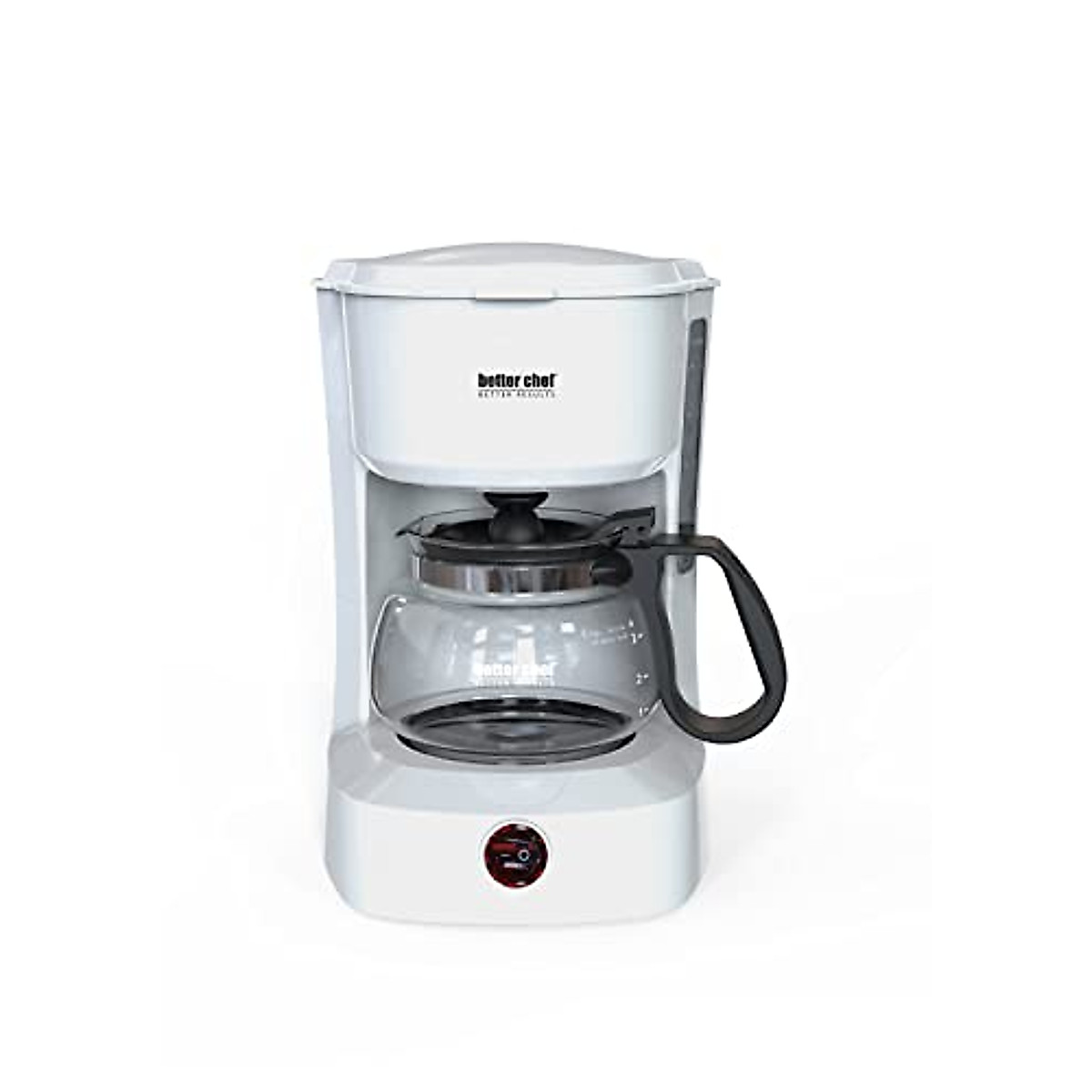 Better Chef Basic Coffee Maker | 4-Cup | Pause-N-Serve | Carafe Warmer | Reservoir Window (White)
