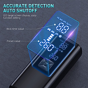 Tire Inflator Portable Air Compressor, 150PSI Portable Air Pump for Car Tires with 25000mAh Battery, 2X Faster Inflation Air Compressor with Digital Pressure Gauge for Car, Bike, Motorcycle, Ball