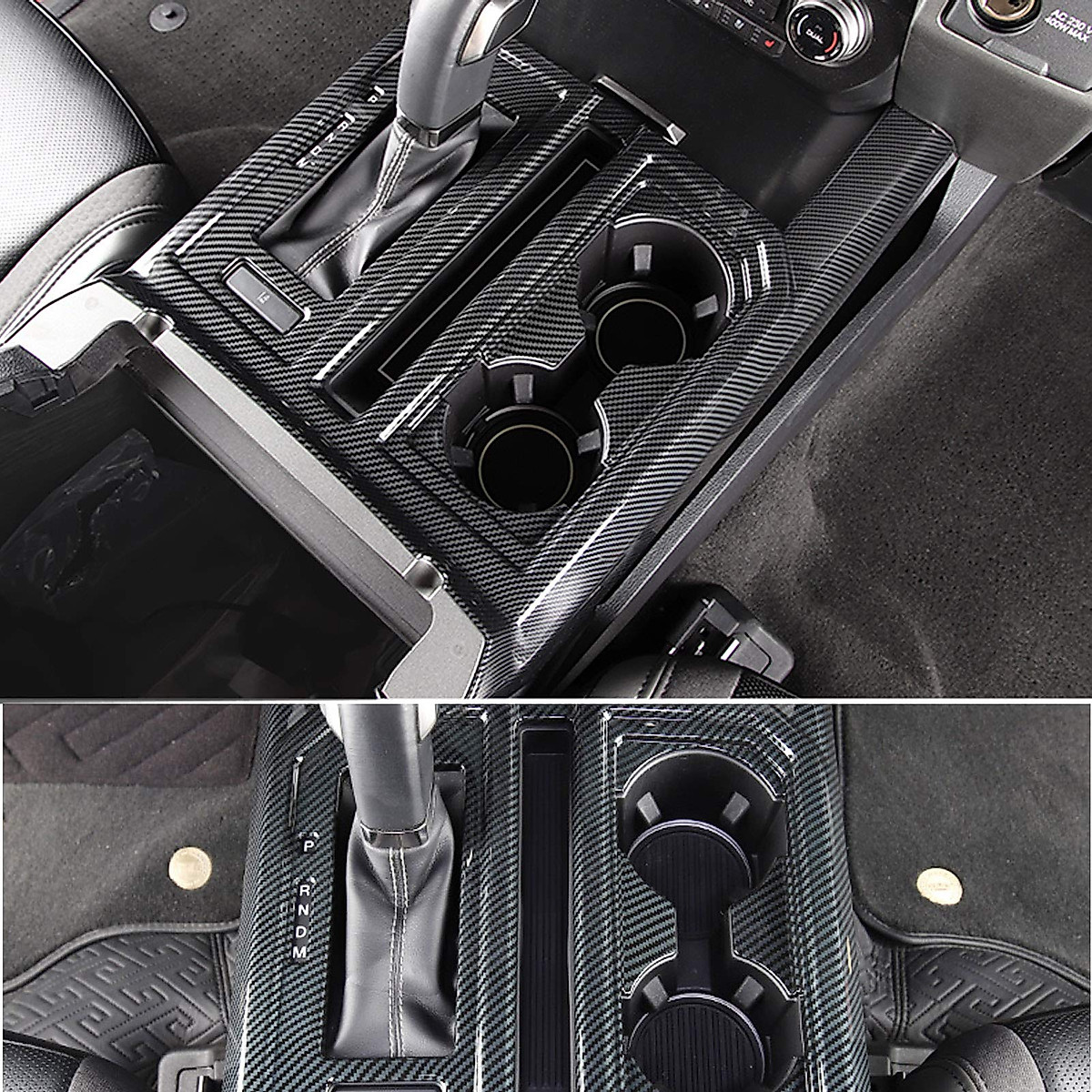 Keptrim for F150 ABS Carbon Fiber Center Console Gear Shift Cup Holder Trim for 2015 2016 2017 2018 2019 2020 Ford F150, 2pcs
