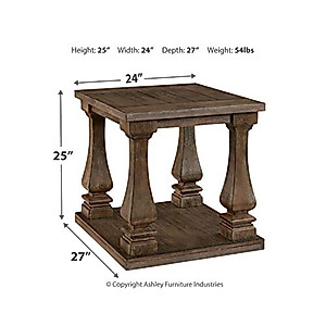 Signature Design by Ashley Johnelle Modern Country Rectangular End Table, Weathered Brown