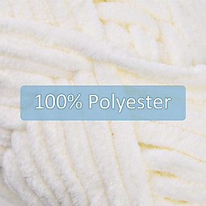 6 Pieces Plush Yarn, Soft Velvet Yarn Chenille Yarn for Crocheting Super Bulky 300g (328yds) Baby Blanket Yarn, Milk White Yarn for Knitting Sweaters, Scarves, Shawls, Cushions, DIY Crafts