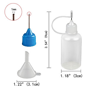 Precision Tip Applicator Bottle KAKOO 14 Pack 30ml / 1 Ounce Quilling Tool Glue Plastic Liquid Dropper Bottles for DIY Craft Painting With 5 Pcs Mini Plastic Funnel and Address Labels (B-Mixed)