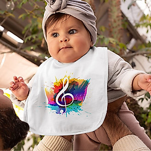 Treble Clef Design Baby Bibs - Music Key Baby Feeding Bibs - Colorful Bibs for Eating