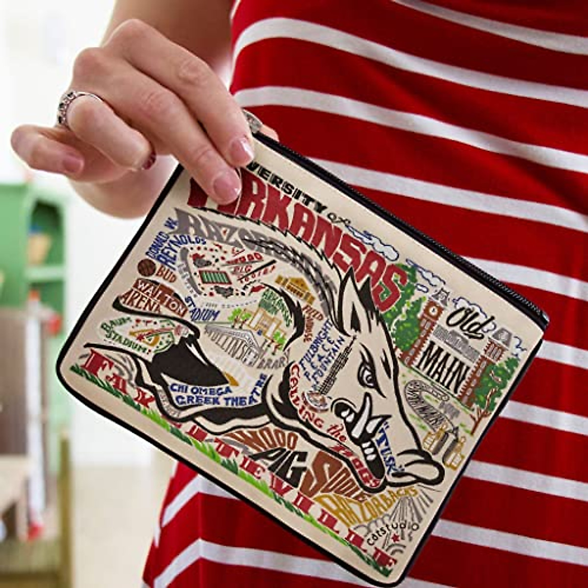 Catstudio University of Arkansas Collegiate Zipper Pouch Purse | Holds Your Phone, Coins, Pencils, Makeup, Dog Treats, & Tech Tools