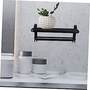 PRETYZOOM 1 Set Storage Rack Bath Towel Rack Towel Racks Bar Black Towel Hook Hanger Organizer Black Stand Vintage Bathroom Towel -Mounted Aviation Aluminum Space Aluminum