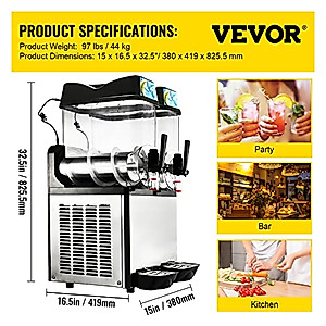 VEVOR Frozen Drink Machine, 12LX2 Tanks Commercial Margarita Machine, 700W Commercial Slushy Machine, Stainless Steel Margarita Machines, Efficient Cooling Perfect for Cafes Restaurants Bars