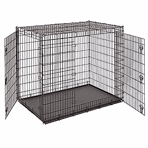 Midwest Homes for Pets SL54DD Ginormus Double Door Dog Crate for XXL for the Largest Dogs Breeds, Great Dane, Mastiff, St. Bernard, Black