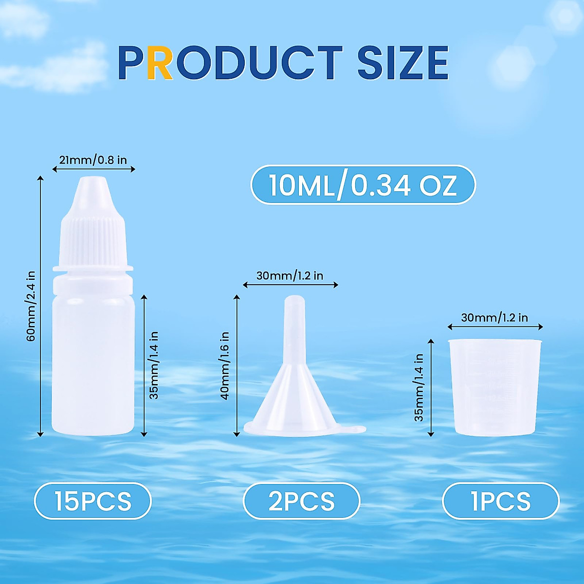 DHAIQC 15 Pcs 10ML Plastic Dropper Bottle, Plastic Empty Squeezable Eye Dropper Bottles Mini Squeeze Eye Liquid Dropper Bottle with Cap (10ml)