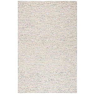 SAFAVIEH Micro-Loop Collection 4' x 6' Light Grey/Ivory MLP178F Handmade Premium Wool Area Rug