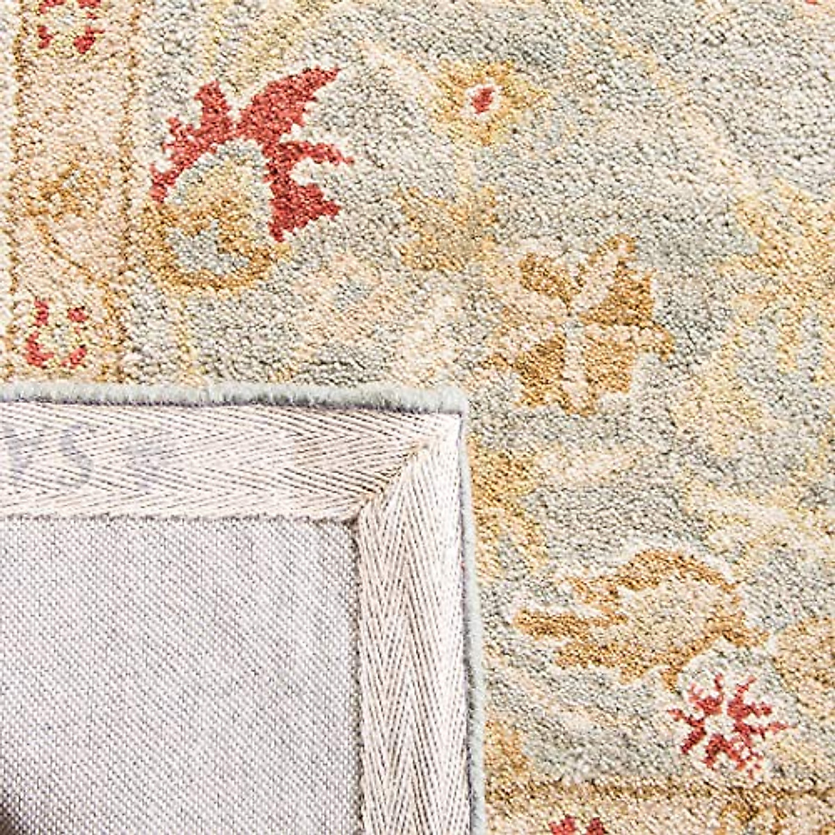 SAFAVIEH Antiquity Collection 5' x 8' Grey Blue / Beige AT822A Handmade Traditional Oriental Premium Wool Area Rug