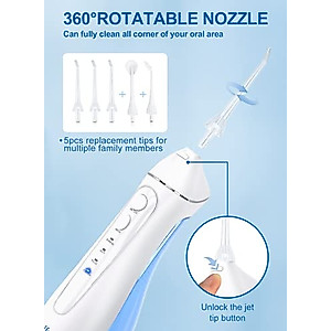 Water Dental Flosser Cordless for Teeth Cleaning - 4 Modes Oral Irrigator Braces Flossers Cleaner, Rechargeable Portable IPX7 Waterproof Powerful Battery for Travel Home