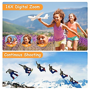 4K Digital Camera, 48MP Compact Camera Autofocus 16X Digital Zoom Portable Camera for Boys, Girls,Adult,Beginners (with 32GB SD Card and 2 Battery)