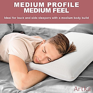 Artka Talalay 100% Natural Latex Pillow, Soft Bed Pillow for Sleeping with Removable Cotton Pillowcase, Premium Standard Size Sleeping Pillow Helps Relieve Pressure, No Memory Foam Chemicals