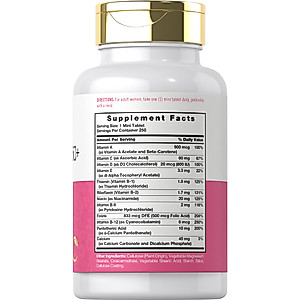 Carlyle Multivitamin for Women 50 and Over | 250 Caplets | Iron Free | with B-Vitamins, D3, and Calcium | for Women 50 Plus | Gluten Free