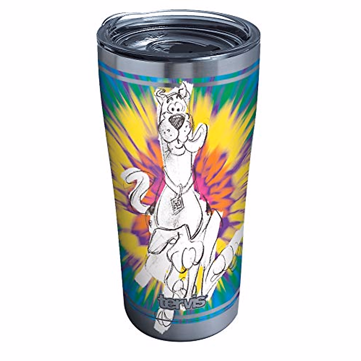 Tervis 1346137 Warner Brothers - Scooby-Doo Stainless Steel Insulated Tumbler with Clear and Black Hammer Lid, 20oz, Silver