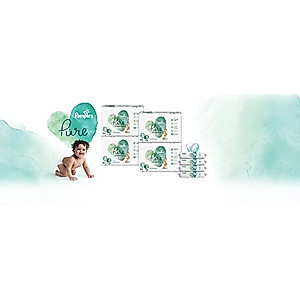 Pampers Pure Disposable Baby Diapers, Hypoallergenic and Fragrance Free Protection Size 2, 128 Ct. with Aqua Pure 4X Pop-Top Sensitive Water Baby Wipes, 224 Ct.