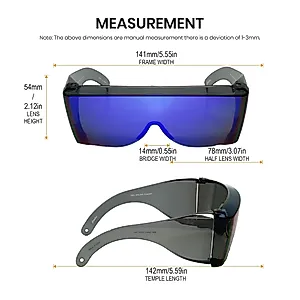 Calabria 3000 Fitover Safety Glasses Over Eyewear Blue Green Silver Mirror 3 Pack Men Women Wraparound Tint Anti Fog Scratch