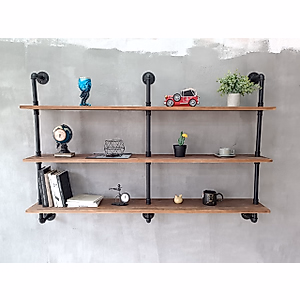 HDDFER Floating Shelves for Wall Bookshelf Industrial Pipe Shelving Shelves Natural Wood Planks 60 inch Rustic Wall Shelves Hanging Bookshelves Farmhouse Kitchen Shelving