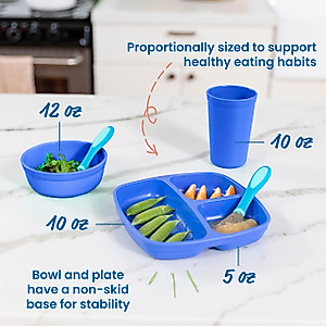 ECR4Kids My First Meal Pal Combo Set, Children's Tableware, Blue, 15-Piece