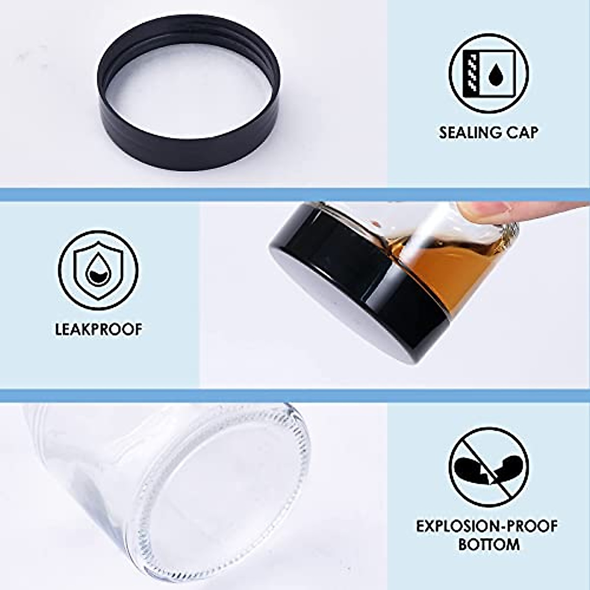 4oz Glass Jars With Lids 24Pcs, Small Clear Canning Jars with Black Lids, Mini Round Canning Jars Wide Mouth for Empty Cosmetic Containers for Creams, Beauty Products, Cosmetic, Lotion, and Ointments