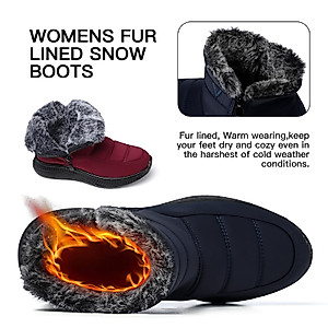 TEMOFON Women Snow Boots Winter: Warm Black Ankle Winter Shoes Waterproof Fur Lined Booties Womens Soft Boot Walking Comfortable Size 10