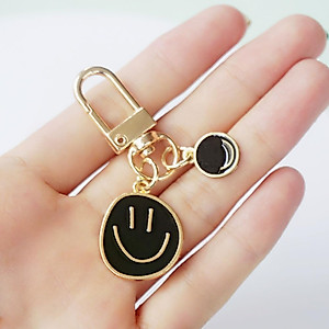SWJEWEL Cute Happy Expression Keychain for Women 3pcs Set Samll White Black Pink Car Keys Ring Accessories Clip Bag Charms Handbag Purse Backpack Pendant Charms WBP