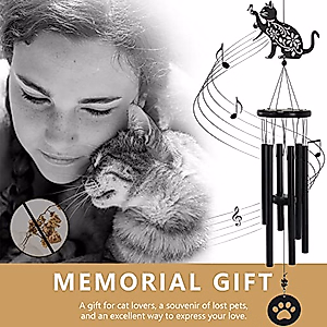 Wind Chimes for Outside, 38.1in Classic Black pet Memorial Windchimes, Memorial Gifts for Mothers, Friends and Cat Lovers, Also Suitable for Terrace Garden Decoration(Cats)