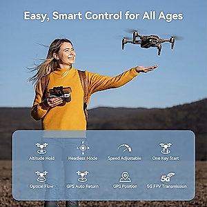 RC Viot GPS Drone with Camera for Adults 4K with Brushless Motors, Auto Return Home, Long Flight Time and Distance,5G WIFI Transmission, Smart FPV Drone RC Quadcopter for Beginners Kids (Under 250G)