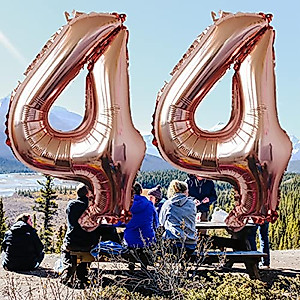 Rose Gold Number 60 Balloons 32" Foil Number Balloon 60th Birthday Balloons Digit 60 Helium Big Balloons for Birthday Party Decorations Wedding Bachelorette Bridal Shower, Rose Gold Number 60(2Pcs)
