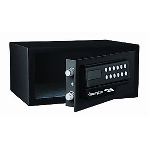 SentrySafe Black Steel Safe with Card Swipe Reader and Digital Keypad Lock, Small Safe with Interior Lighting and Bolt Down Kit, 0.41 Cubic Feet, H060ES