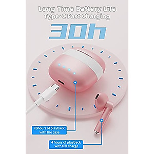 Wireless Earbuds Bluetooth, ENC Noise Cancelling Deep Bass in-Ear Stereo Ear Buds,IPX6 Waterproof Headphones with Mic, USB-C Charging Case, Touch Control Earphones for iPhone & Android(Pink 2)