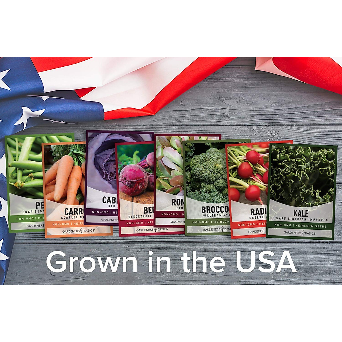 Gardeners Basics, Winter Fall Vegetable Seeds for Planting 8 Varieties Sugar Snap Pea, Carrot, Beet, Radish, Lettuce, Broccoli, Kale, Cabbage Seed Fall Vegetable Seeds Packs