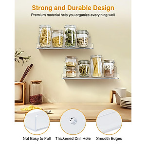 LUSCREAL 4 Pack Floating Shelves for Wall Storage, 15" Bathroom Wall Shelves, Acrylic Shelves for Room Wall Decor, Bedroom, Kitchen, Living Room, Clear