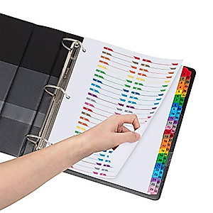 Amazon Basics 52-Tab Paper Binder Divider,Numbered, Multi-Color, 1 Set