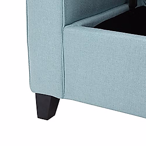 Christopher Knight Home Hayes Armed Fabric Storage Bench, Light Blue, 19.75 inches deep x 50.00 inches wide x 19.50 inches high