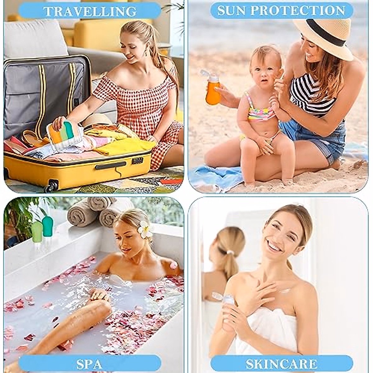 Eengenone Travel Bottles for Toiletries, 4 Pack Leak Proof Tsa Approved Travel Toiletries Size Containers Squeezable Travel Accessories,3 oz Refillable Liquids for Cosmetic And Lotion