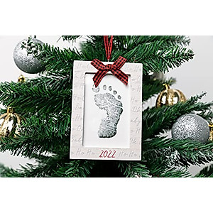 Kate & Milo 2022 Baby's Footprint Christmas Ornament, Fill in Baby's Print Holiday Ornament with Included Ink Pad, Gift for New and Expecting Parents