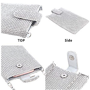 Evening Handbags Clutch Purses for Women Crystal Rhinestone Small Crossbody Bag Cell Phone Purse Wallet in Silver