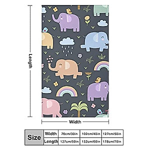 Funny Elephants Throw Blanket for Couch Bed Flannel Lap Blanket Lightweight Cozy Plush Blanket for All Seasons 30"x50"