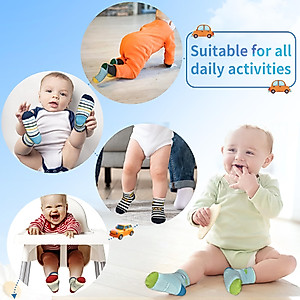Tphon Non Slip Kids Toddler Socks with Gripper 12 Pairs Anti Skid Boys Girls Socks for Baby Socks for 1-3 Year Children