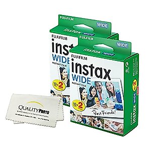 Fujifilm instax Wide Instant Film for Fujifilm instax Wide 300, 200, and 210 Cameras w/Microfiber Cloth by Quality Photo (40 Exposures)