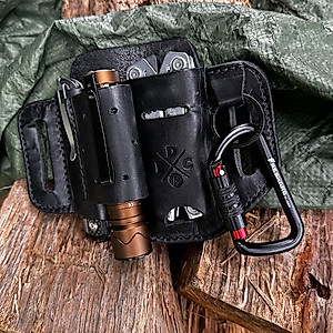 1791 EDC Multitool & Flashlight Holster, Leather EDC Organizer Belt Pouch Fits Multitool, Knife, Flashlight, Keys - Compatible with Heavy Duty Leatherman, Gerber, SOG