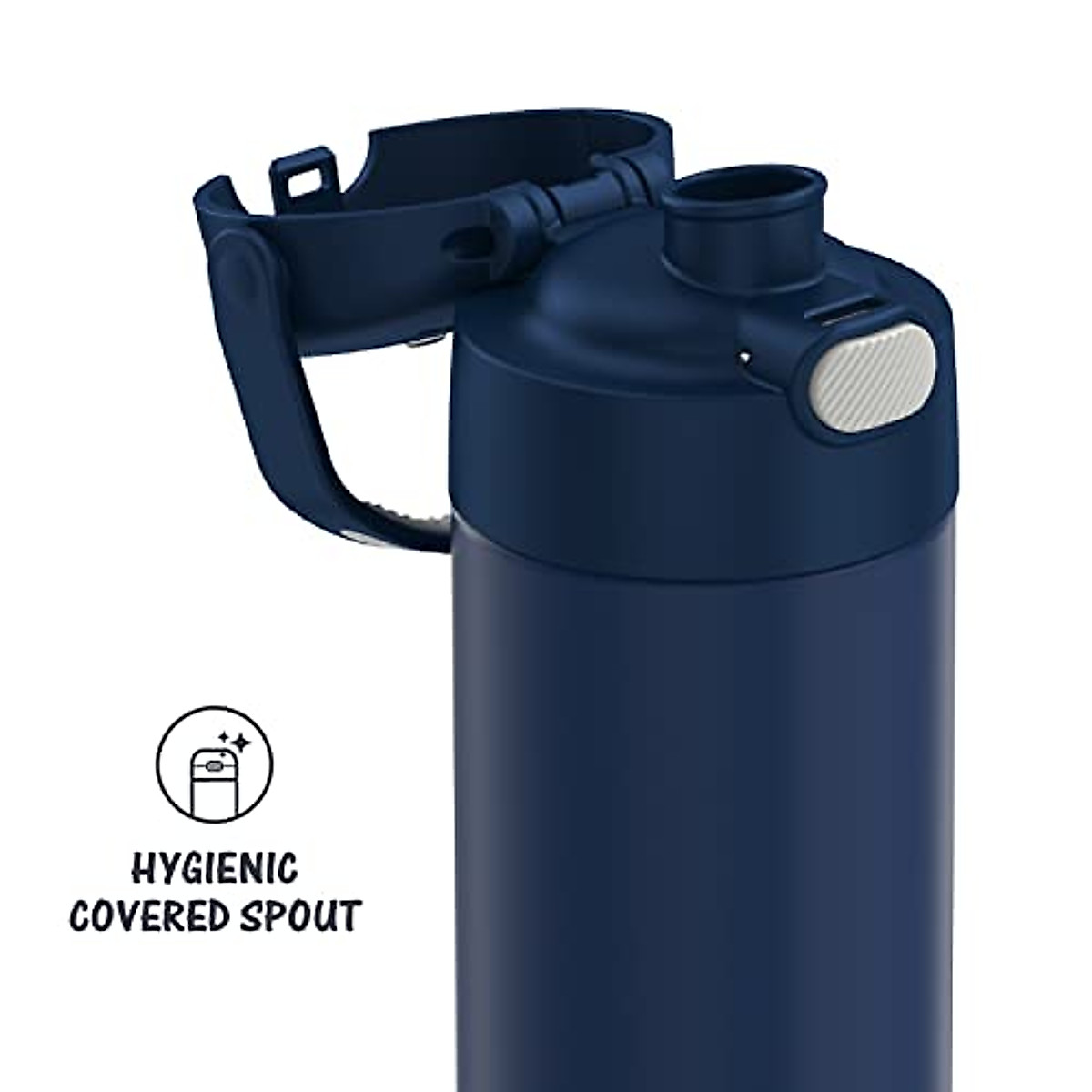 THERMOS FUNTAINER 16 Ounce Stainless Steel Vacuum Insulated Bottle with Wide Spout Lid, Navy