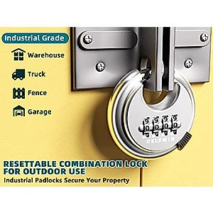 DELSWIN 4 Digit Combination Lock Disc Padlock with Hardened Steel Shackle Outdoor Combo Lock for Outdoor Gate Sheds,Storage Unit,Garage,Fence,Gym Locker(2 Pcs)