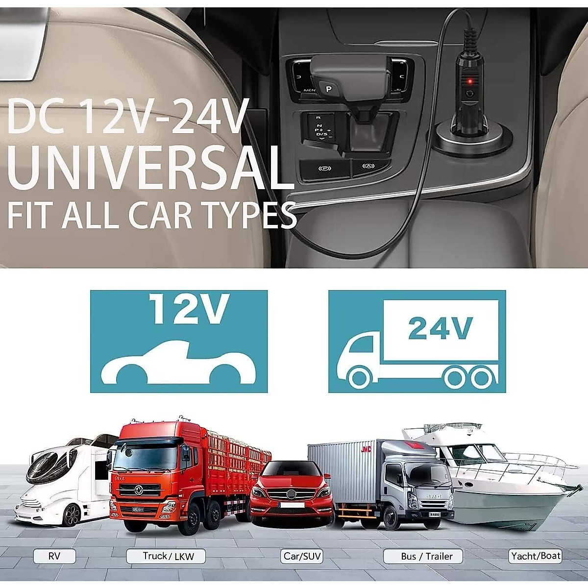 MJPOWER 12V/24V Car Charger Cable for Jackery Explorer 700 Plus /1000 Plus /2000 Plus /3000 Pro Portable Power Station Jackery E700 Plus E2000 Plus E1000Plus E3000 Pro Solar Generator DC Power Cord