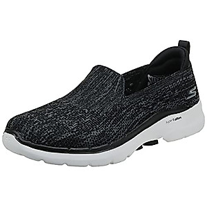 Skechers Women's GO Walk 6-Valerie Sneaker, Black/Gray, 8