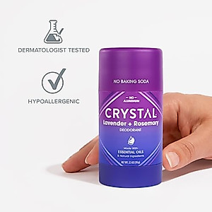 Crystal Magnesium Solid Stick Natural Deodorant, Non-Irritating Aluminum Free Deodorant for Men or Women, Safely and Effectively Fights Odor, Lavender + Rosemary, 2.5 oz