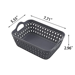 Yarebest Plastic Small Baskets Tray, Desktop Storag Tray Set of 12, Grey