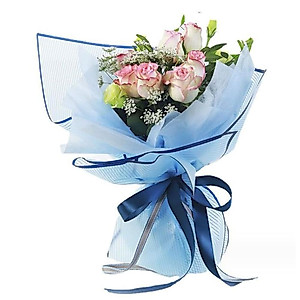 20 Pcs Blue border Flower Wrapping Paper,Waterproof Valentine's Day Bouquet Wrapping Paper 23x23Inch Used for DIY Crafts, Gift Packaging, Flower Shop Bouquet Packaging